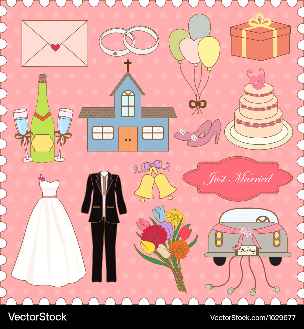 Wedding icons collection Royalty Free Vector Image