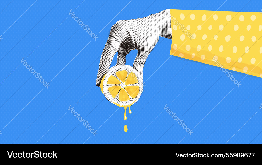 Woman hand with lemon squeeze fruit concept Vector Image
