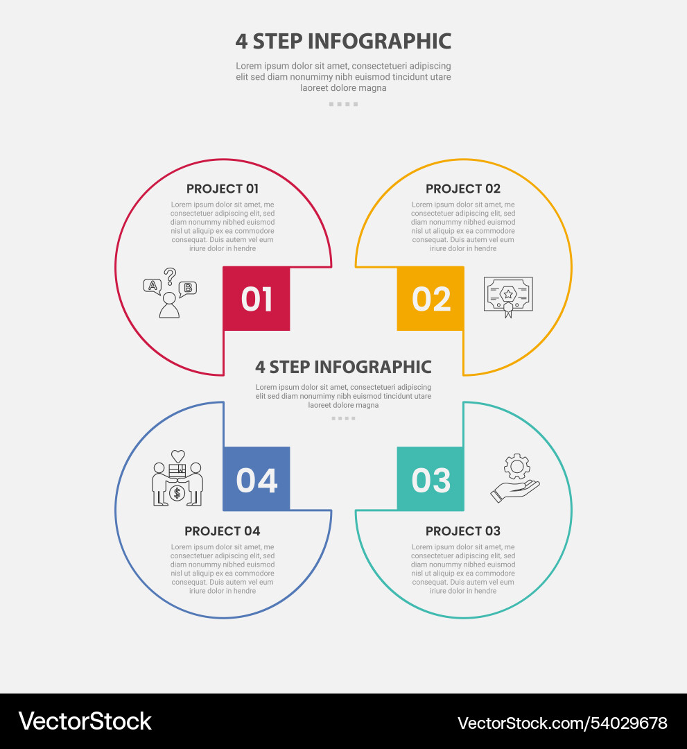 4 points template infographic outline style Vector Image