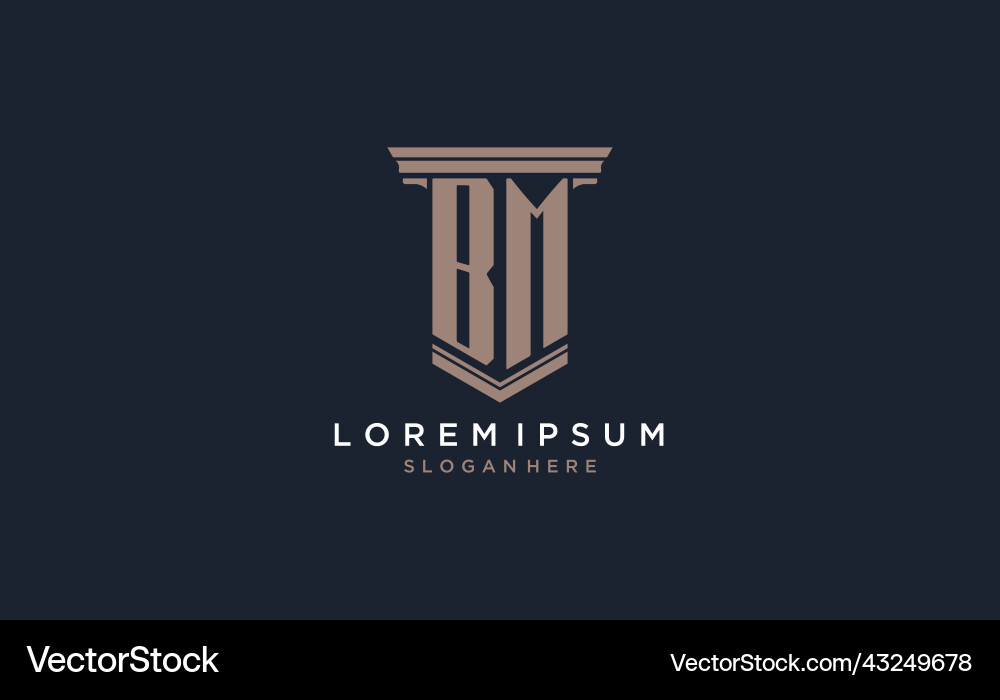 Bm initial logo with pillar style luxury law firm Vector Image