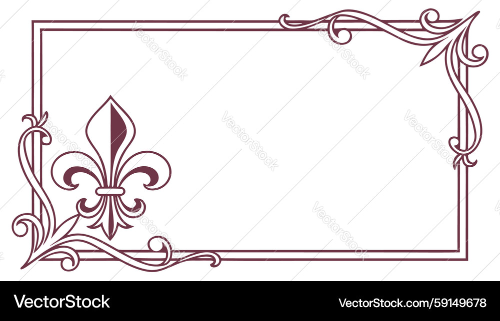 Elegant fleur-de-lis corner design frame Vector Image