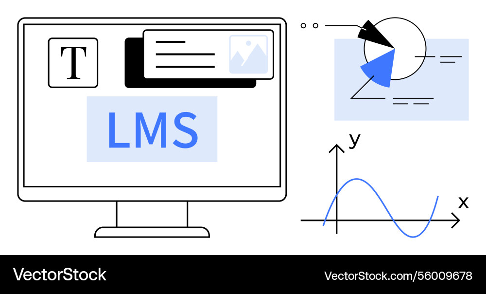 Learning management system interface with graphs Vector Image