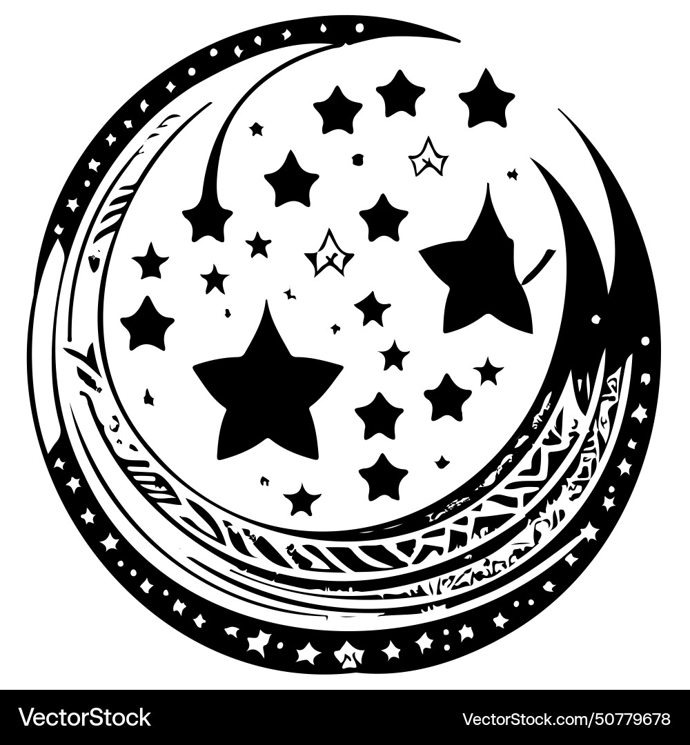 Moon star ramadan arabic islamic sketch draw Vector Image