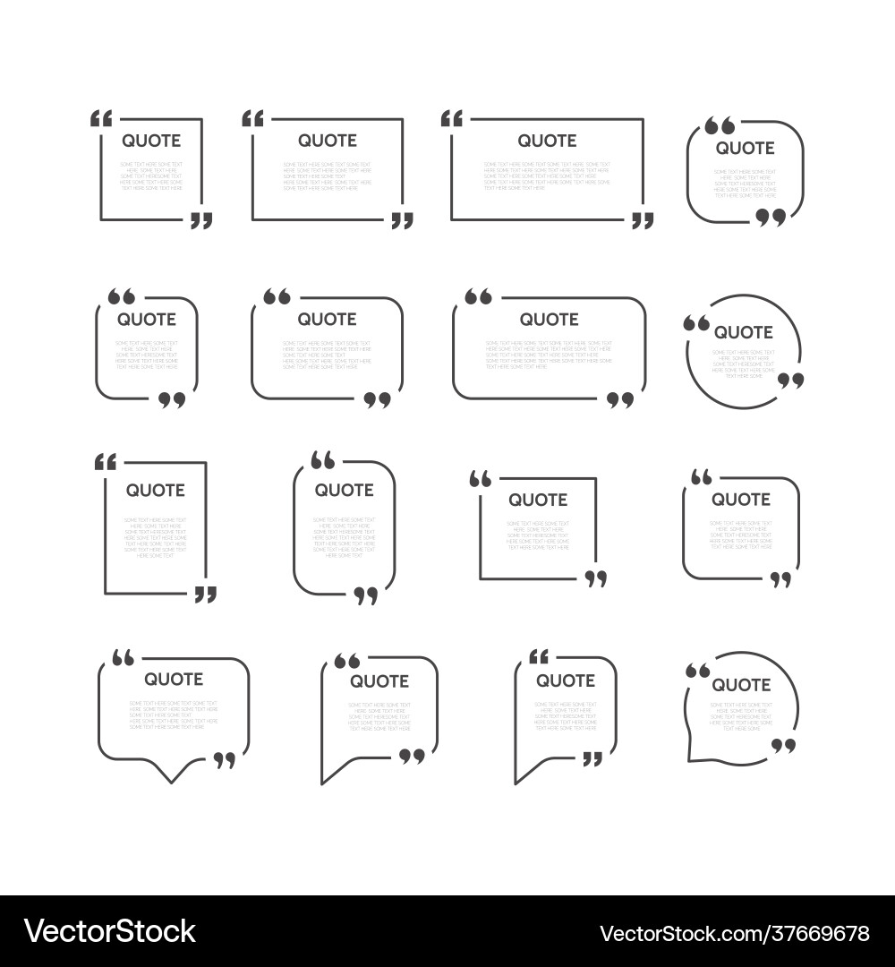 Zitat Frame Template Set Lizenzfreies Vektorbild