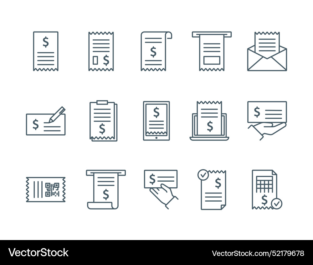 Receipt bill elements sign black thin line icon Vector Image