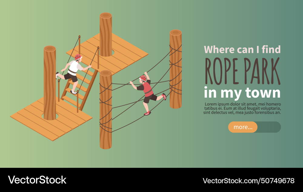Rope park horizontal banner Royalty Free Vector Image