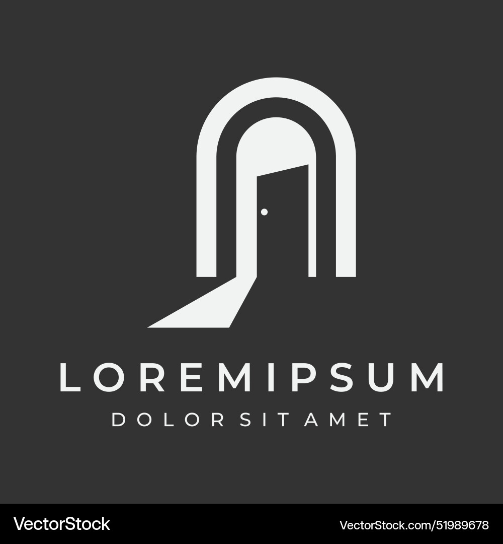 Simple open door abstract logo design interior Vector Image