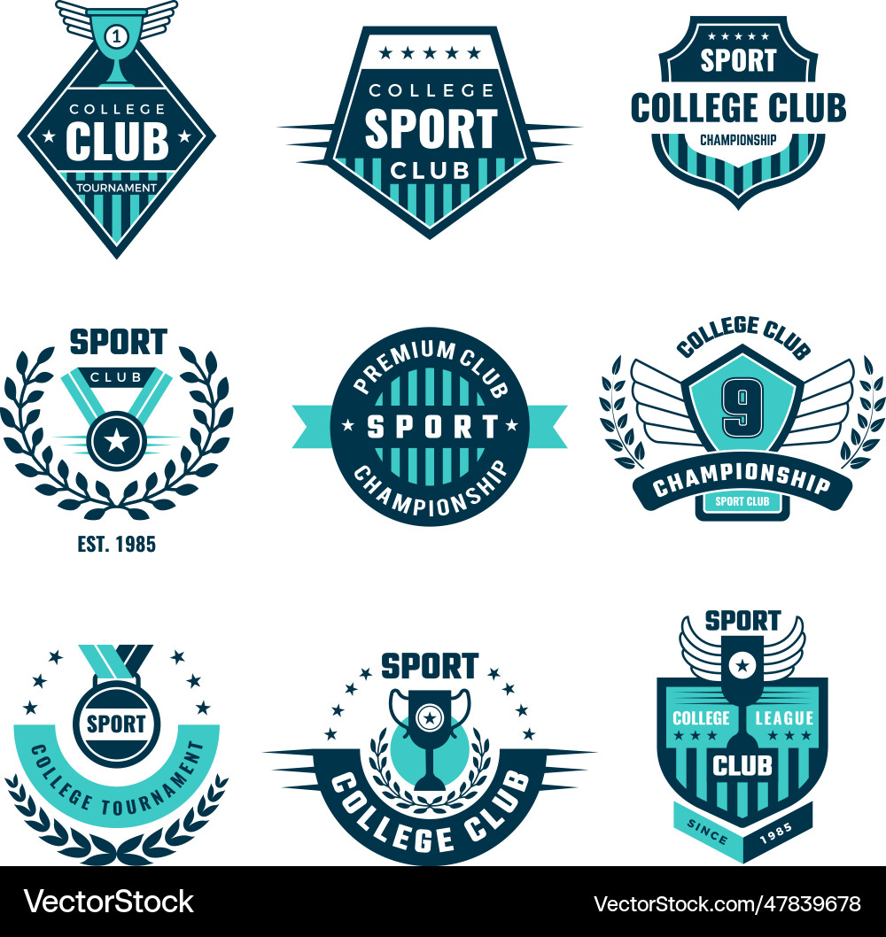 Sport labels college team emblem or logo Vector Image