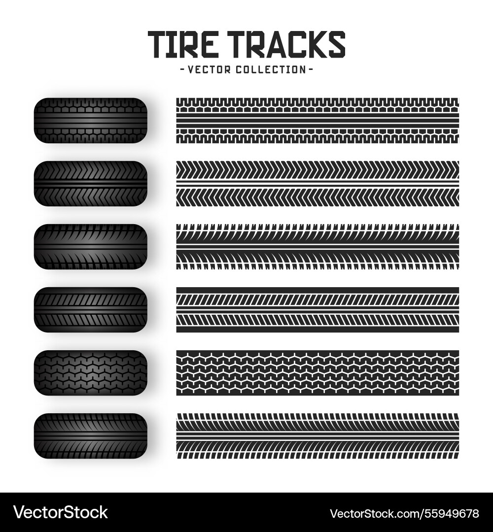 Tire tracks rubber wheels and braking marks Vector Image