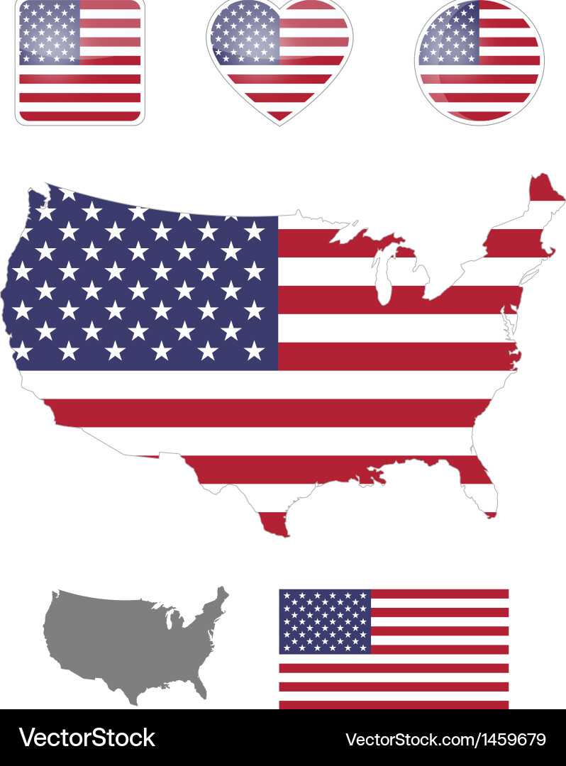 American flag and icons Royalty Free Vector Image