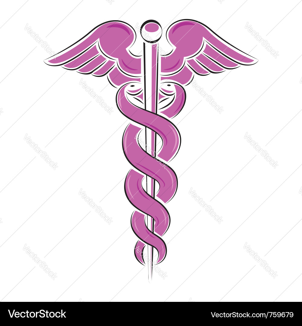 Caduceus symbol isolated on white Royalty Free Vector Image
