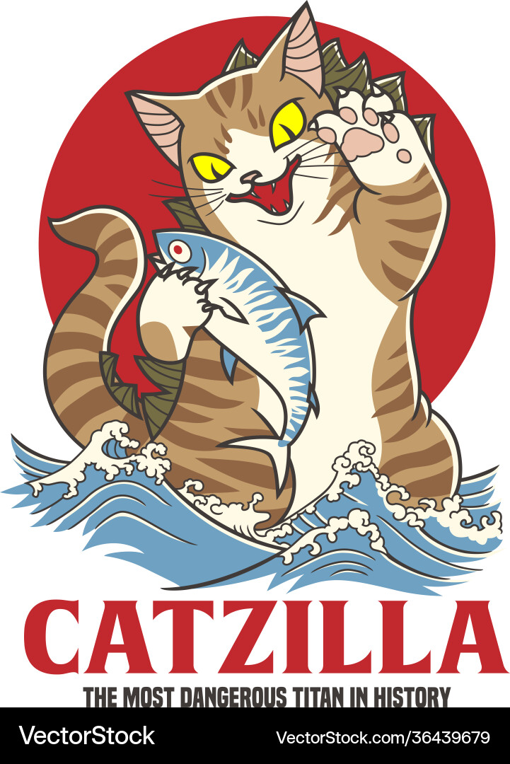 Catzilla Royalty Free Vector Image - VectorStock