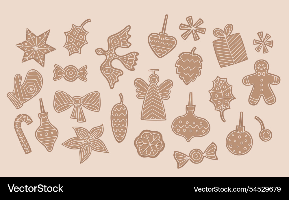 Christmas gingerbread cookie shapes winter Vector Image