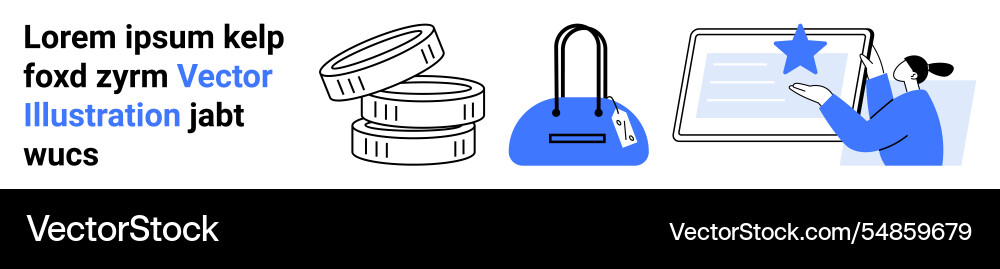 Digital interaction with coins shopping bag Vector Image