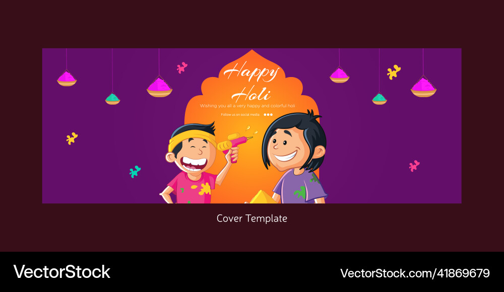 Happy holi cover page design Royalty Free Vector Image