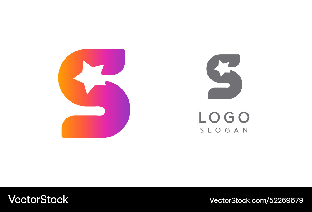 Letter s star vibrant gradient colored logo Vector Image