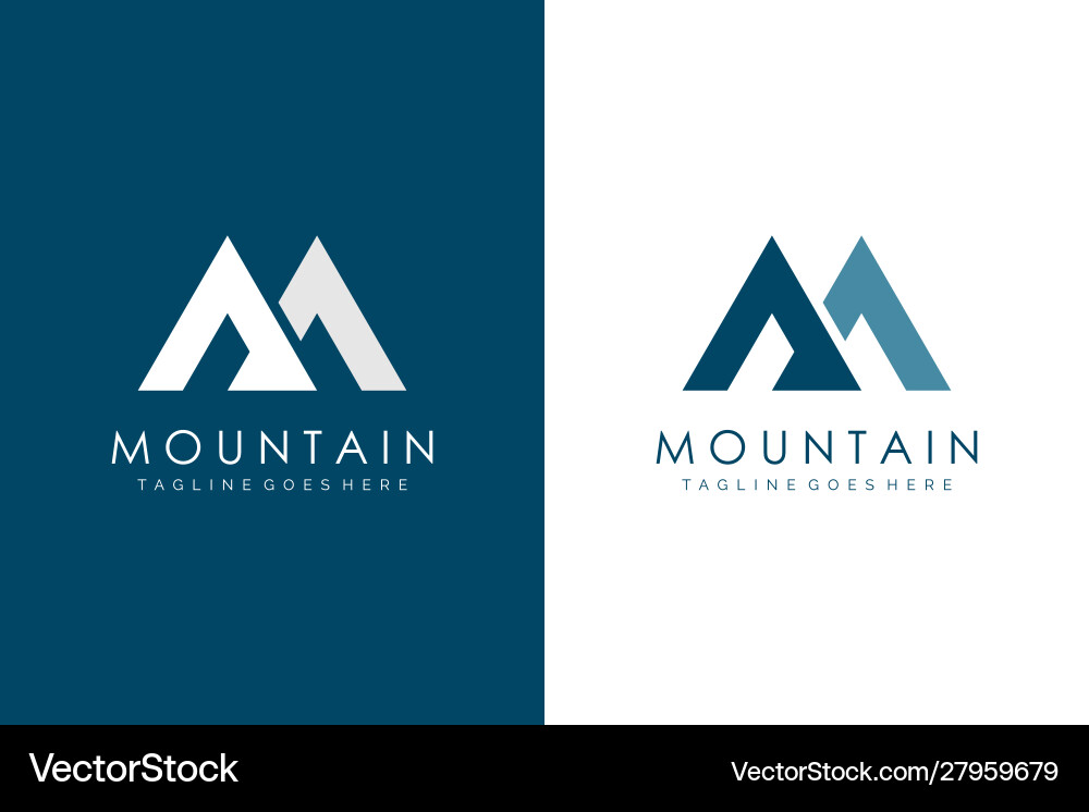 Mountain logo letter m flat design Royalty Free Vector Image