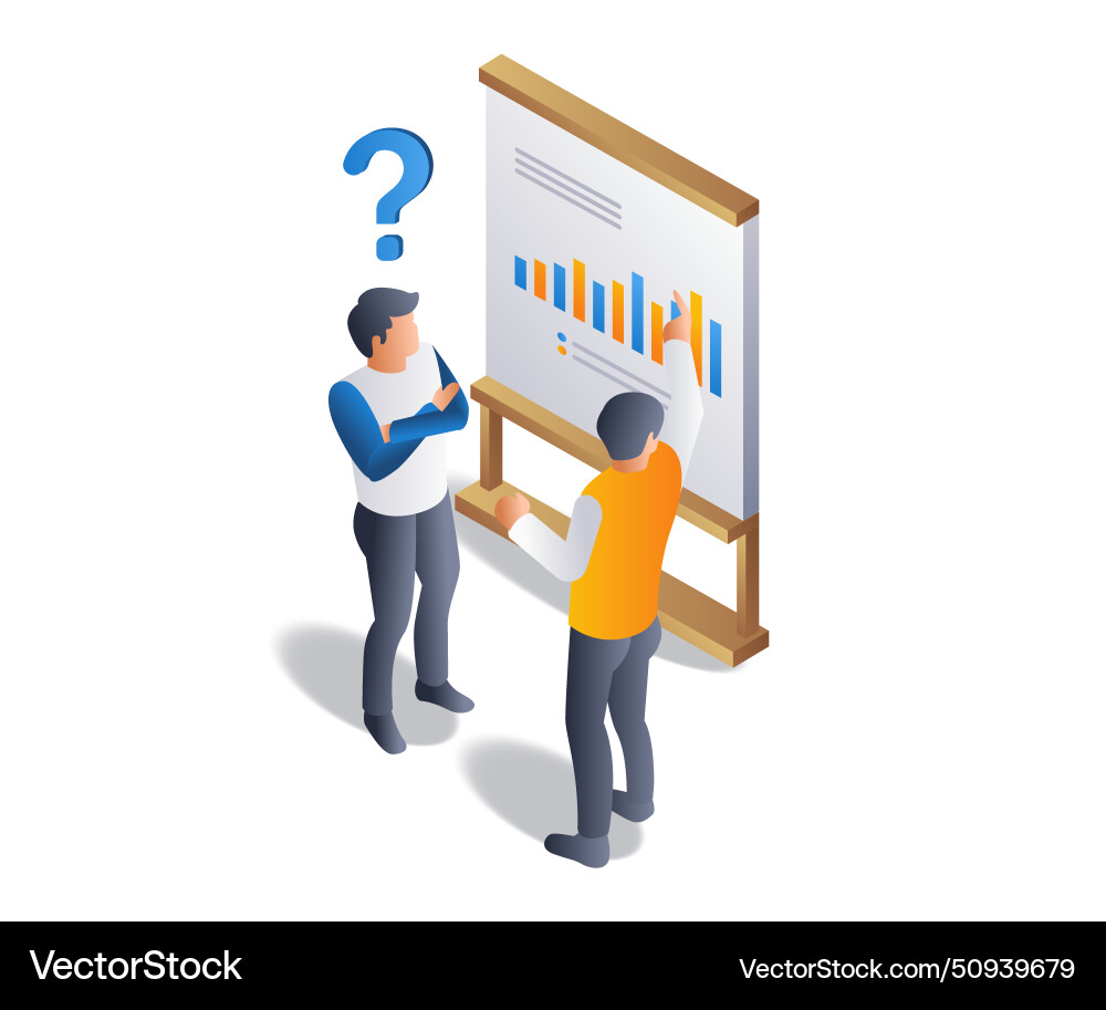 Question mark with boss explanation flat Vector Image