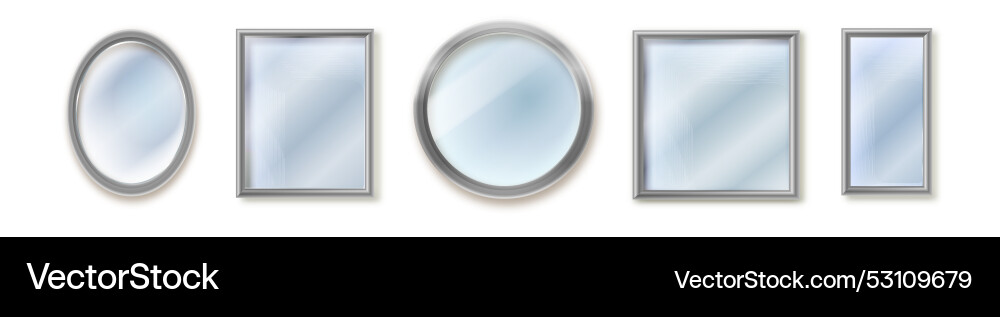 Realistic mirror set with reflection on glass Vector Image