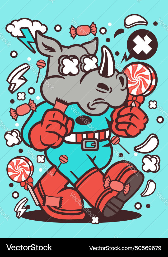 Rhino super candy Royalty Free Vector Image - VectorStock