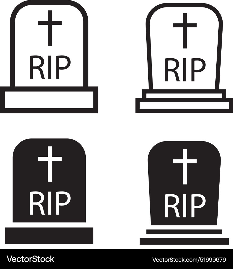 Rip grave icon tombstone gravestone death Vector Image