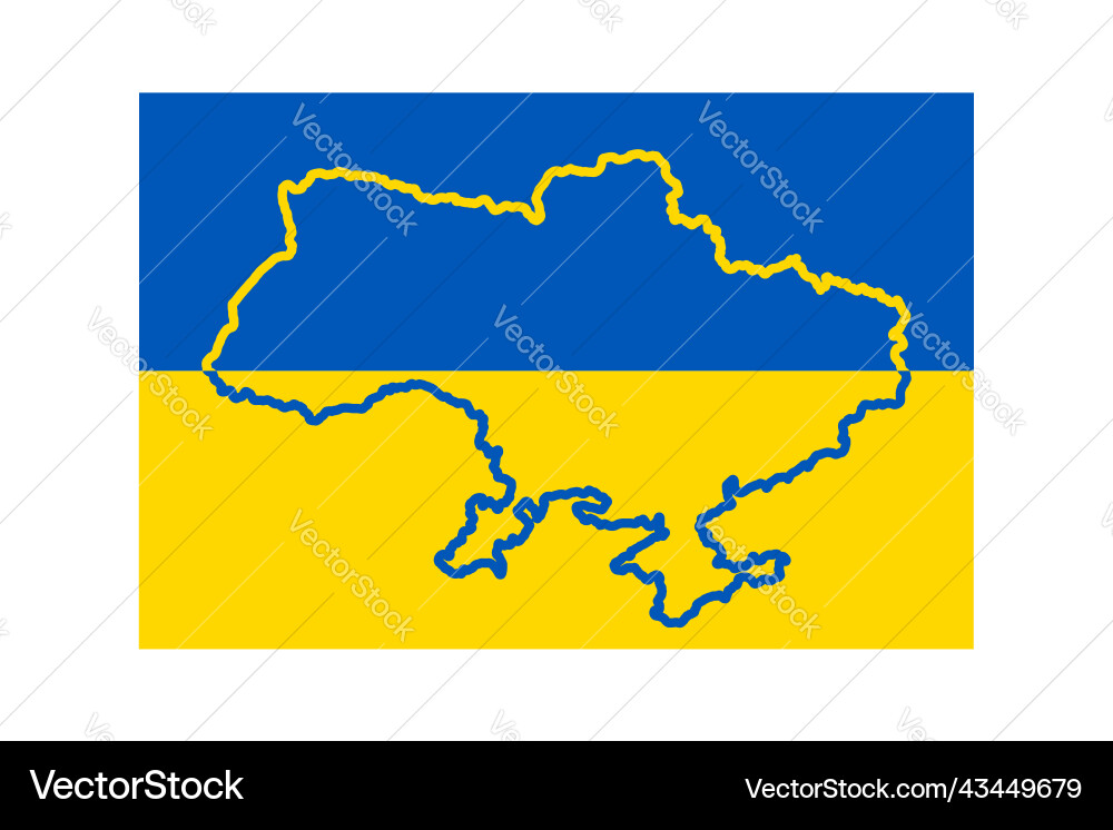 Ukrainian flag map outline isolated on white Vector Image