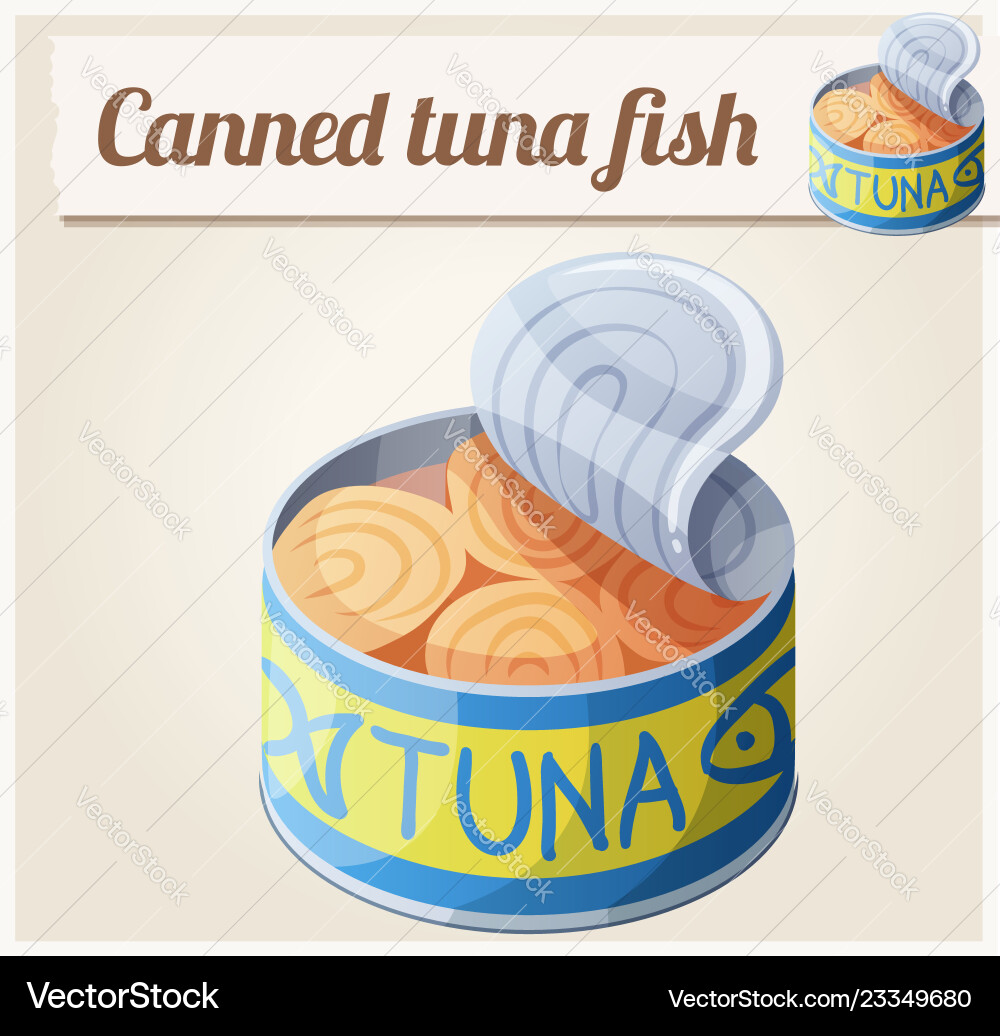 Canned tuna fish detailed icon Royalty Free Vector Image
