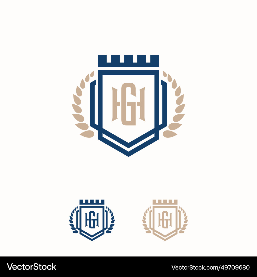 Elegant shield and letter hg logo design template Vector Image