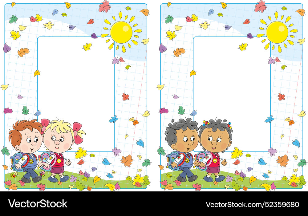 Funny cartoon school frame border Royalty Free Vector Image