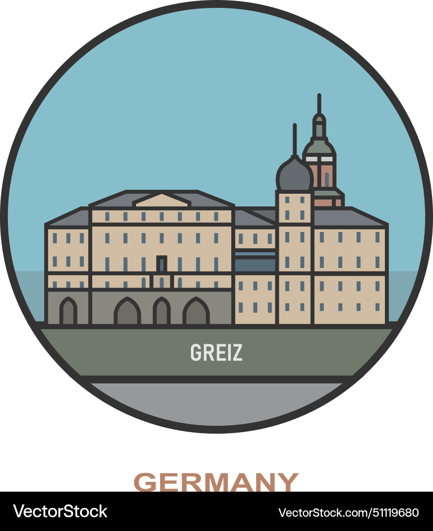 Greiz cities and towns in germany Royalty Free Vector Image