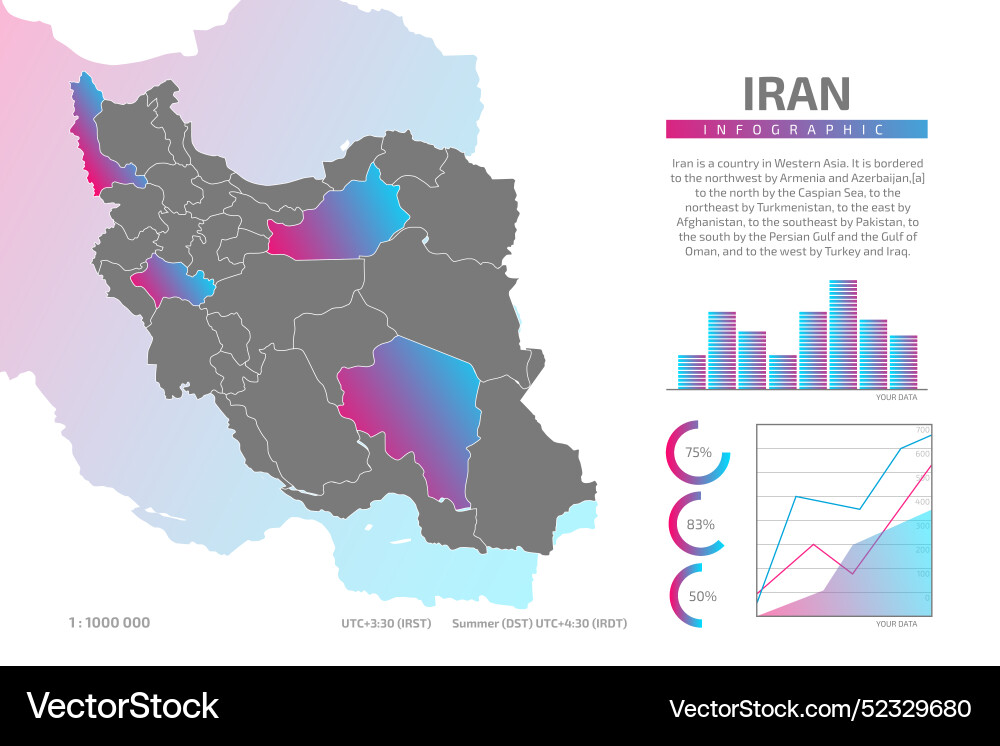Iran map infographics Royalty Free Vector Image
