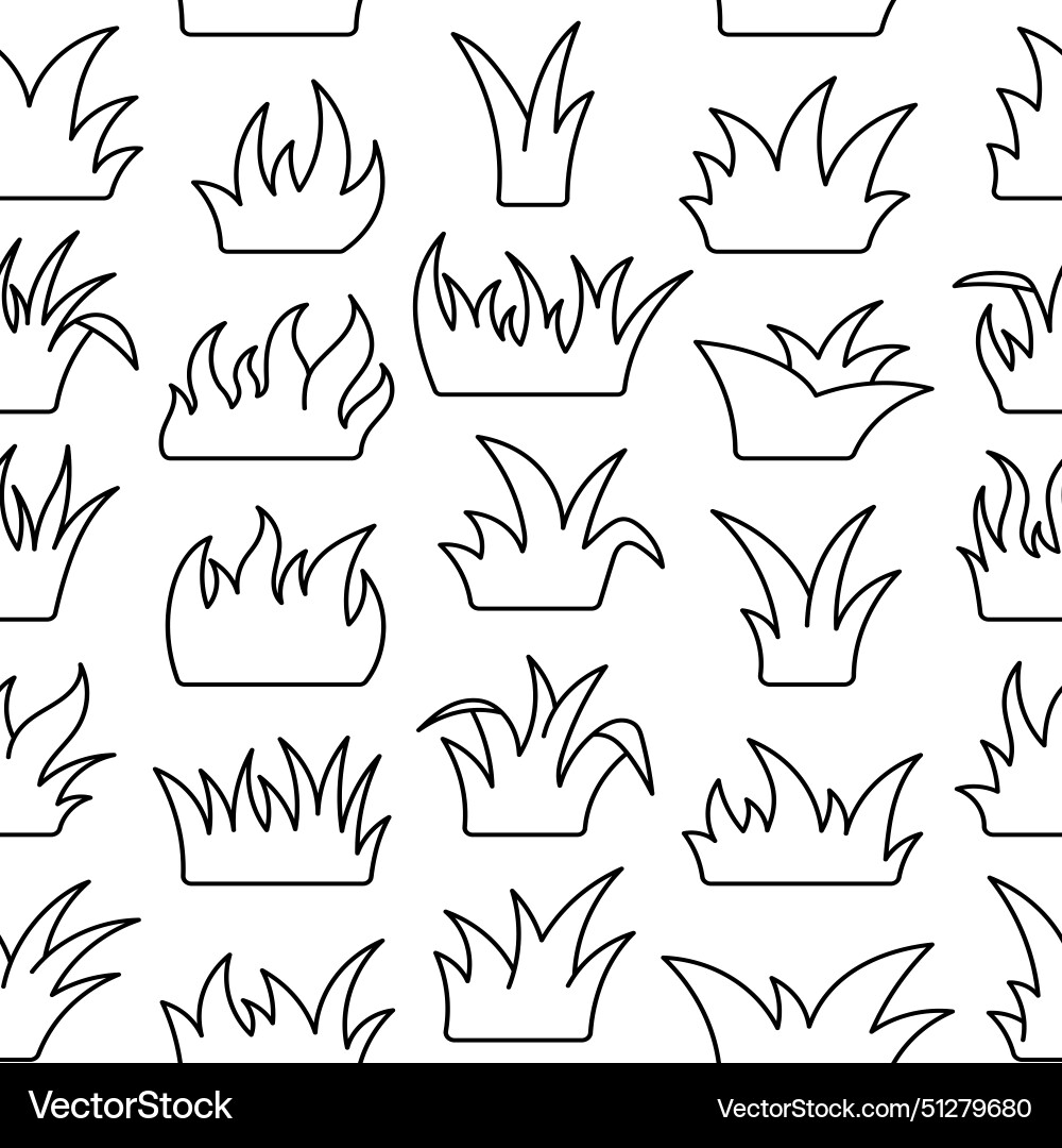 Lawn grass seamless pattern coloring page Vector Image