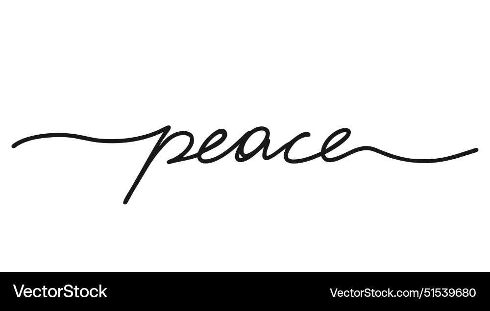 Peace black hand drawn one continuous line word Vector Image