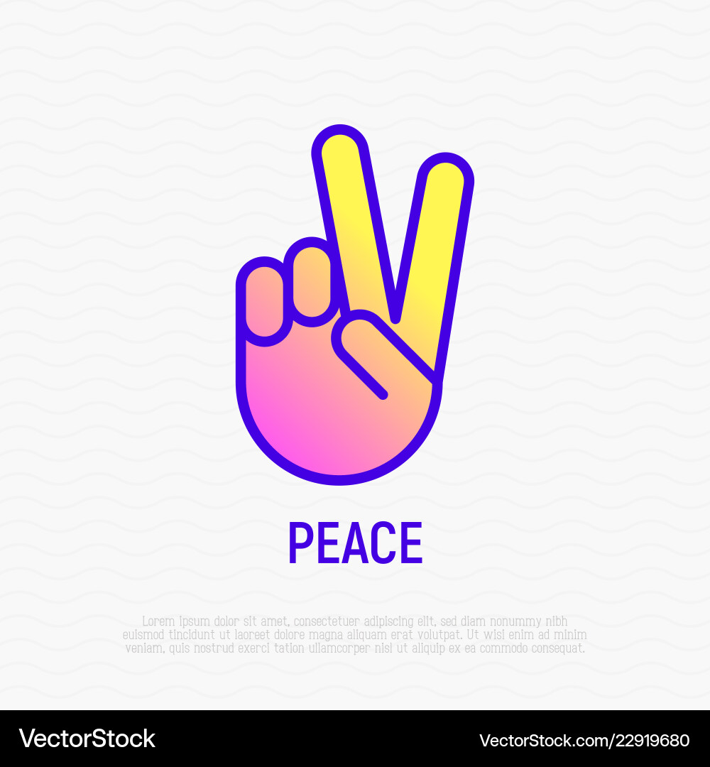 Peace or victory thin line icon Royalty Free Vector Image