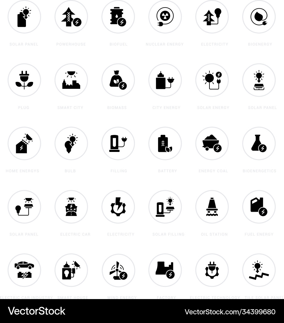 Set simple icons business electricity Royalty Free Vector