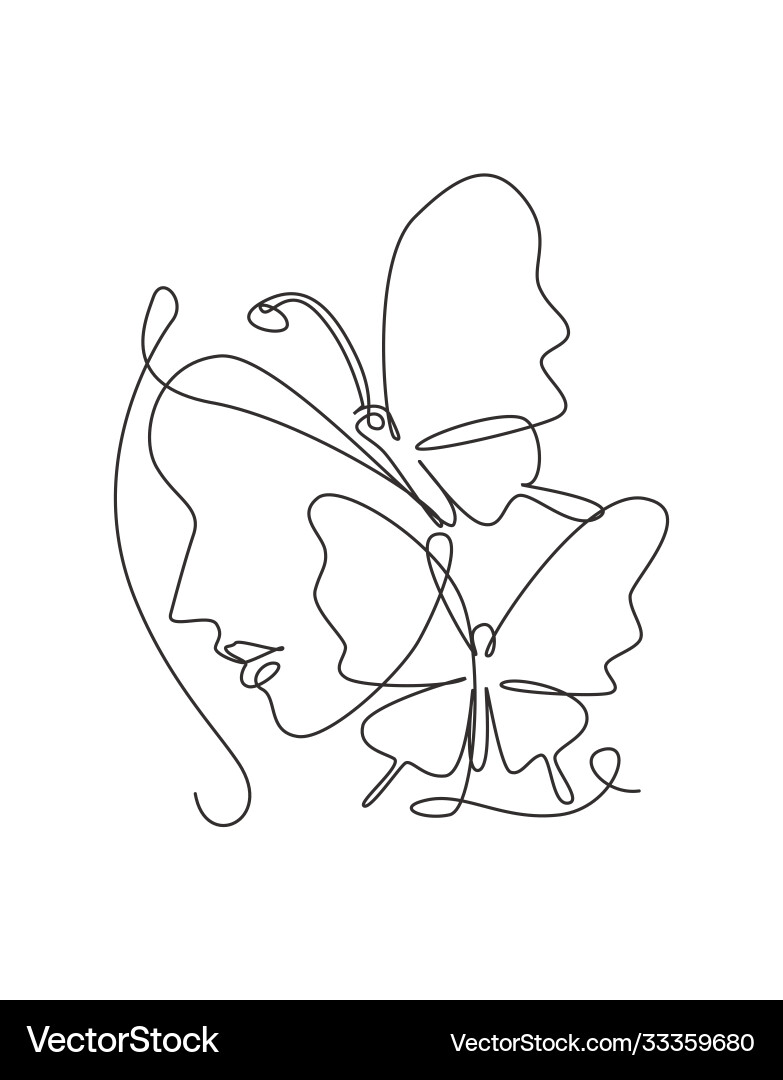 Single continuous line drawing beauty woman Vector Image