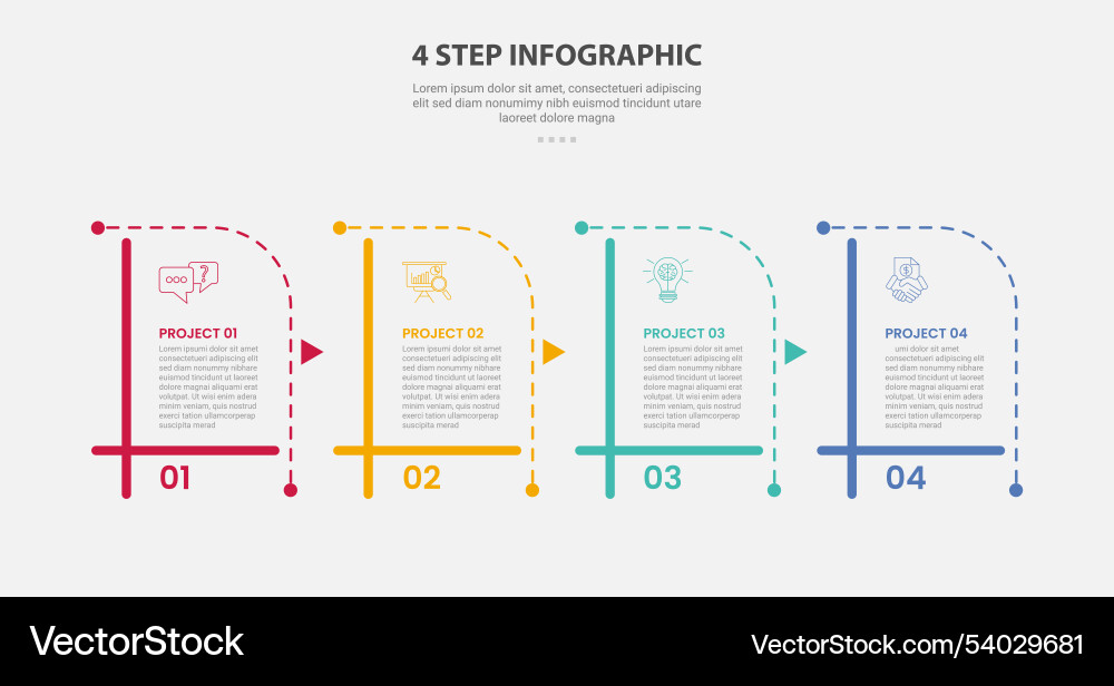 4 Punkte Vorlage infographic Umriss Stil Vektorbild