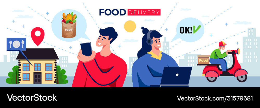 Food Delivery - Online Ordering Royalty Free Vector Image