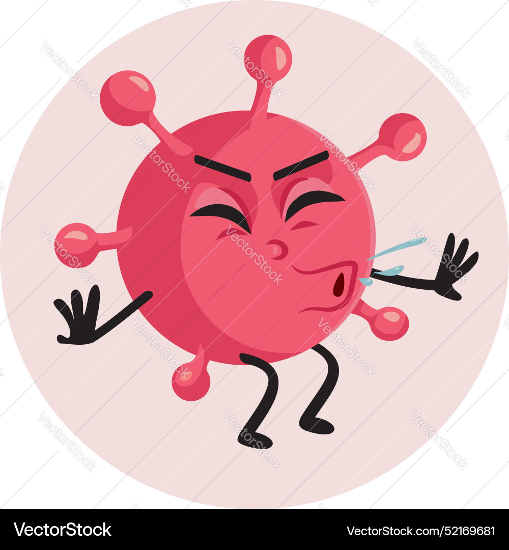Funny virus character sneezing feeling sick Vector Image