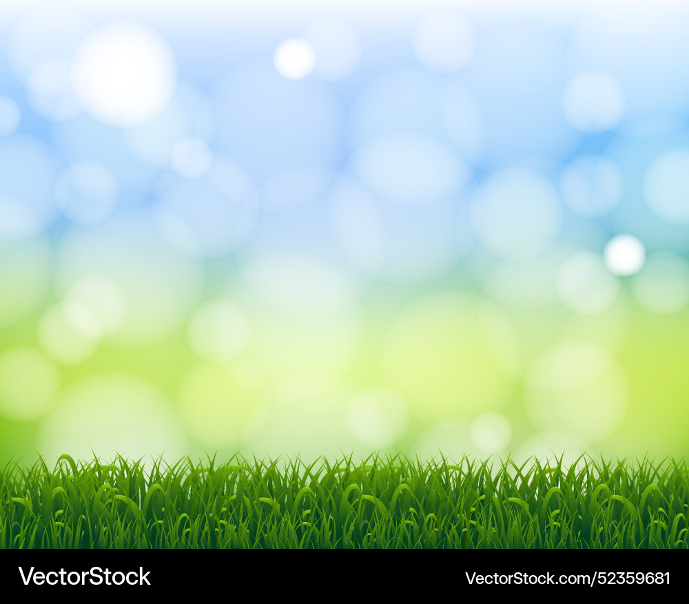 Green nature poster bokeh background grass border Vector Image