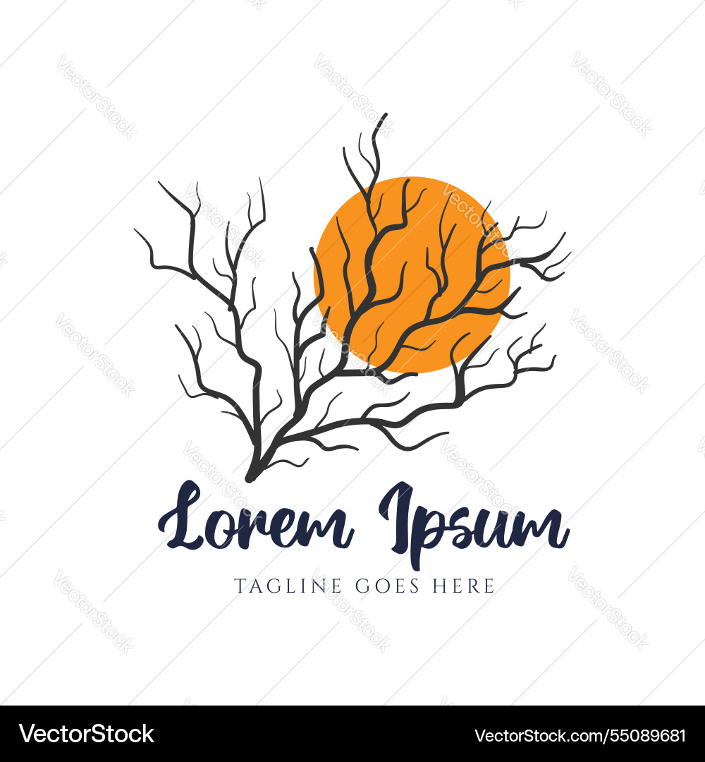 Horror scary dry die tree branch with sunset Vector Image