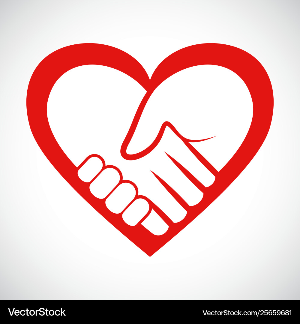 Icon heart handshake Royalty Free Vector Image