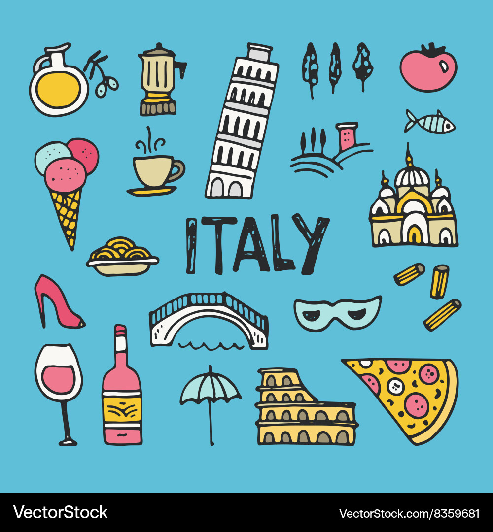 Italian symbols Royalty Free Vector Image - VectorStock
