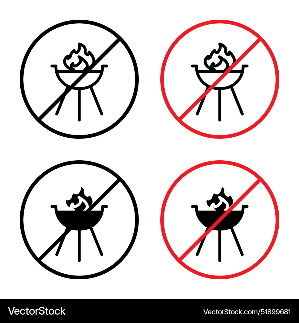 No barbecue with fire sign safety icon Royalty Free Vector