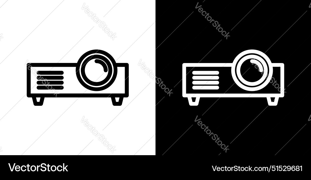 Projector icon set cinema screen Royalty Free Vector Image