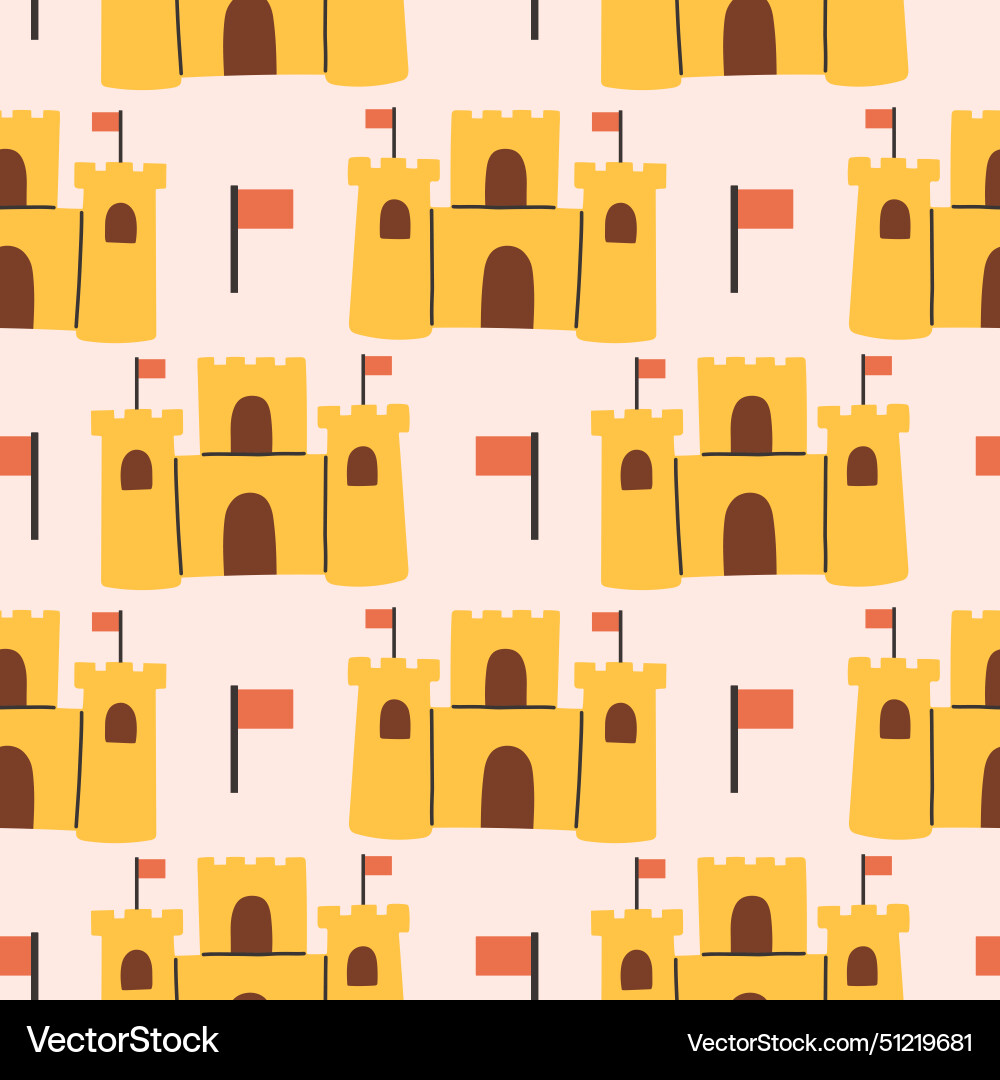 Summer sand castle pattern flat seamless Vector Image