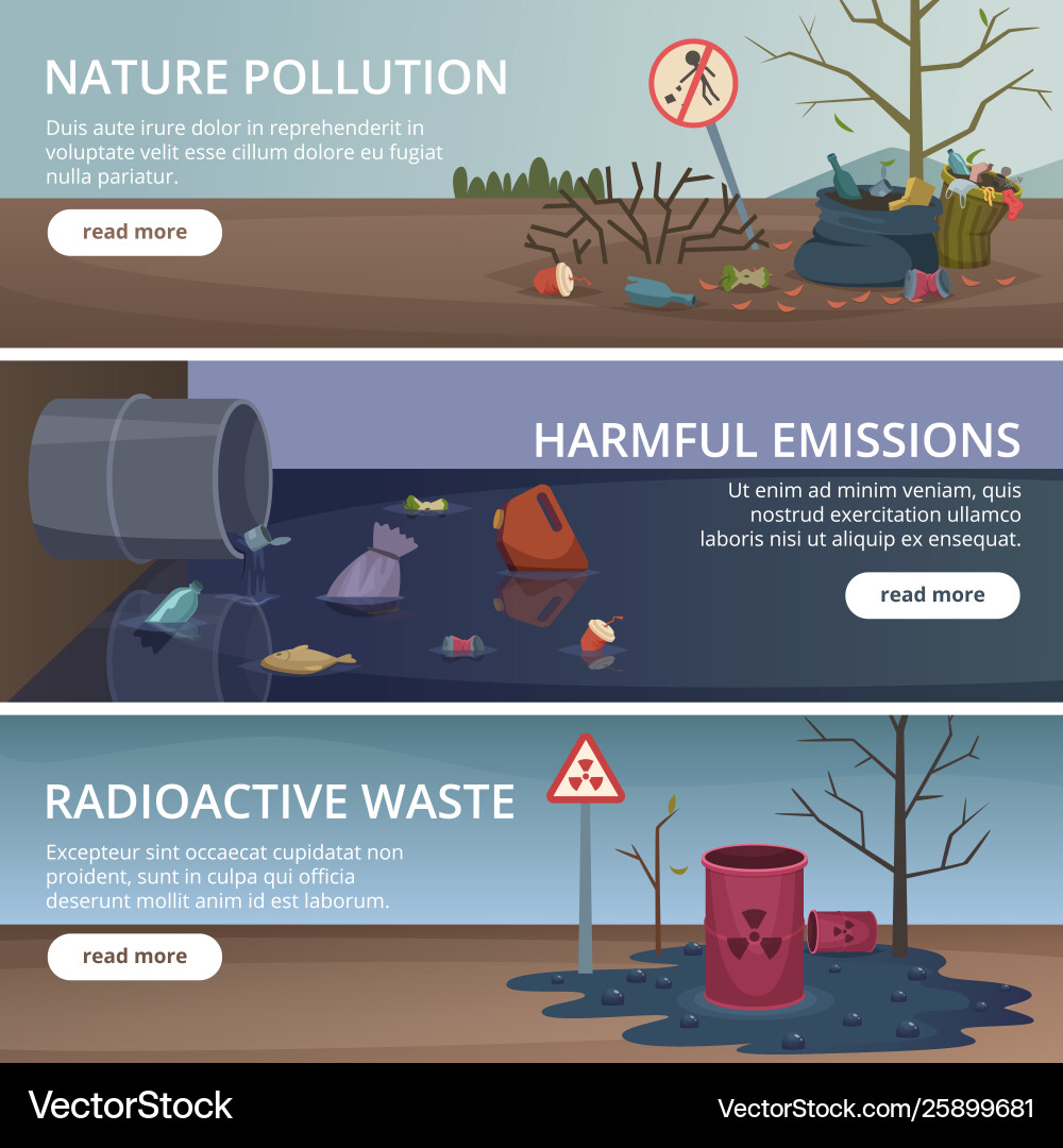 Toxic Waste Pollution - Rivers & Oceans Vector Image