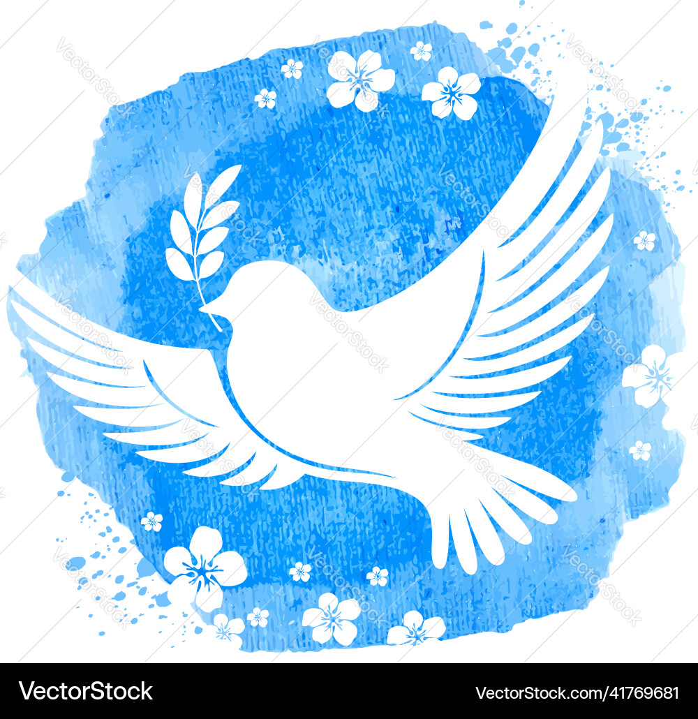 White dove on watercolor background Royalty Free Vector