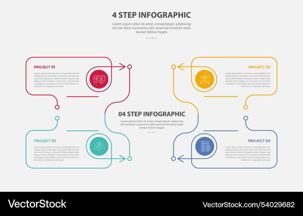4 points template infographic outline style Vector Image