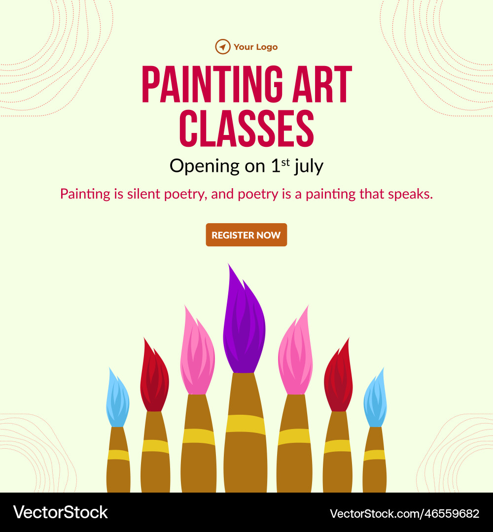 Banner design of painting art classes template Vector Image